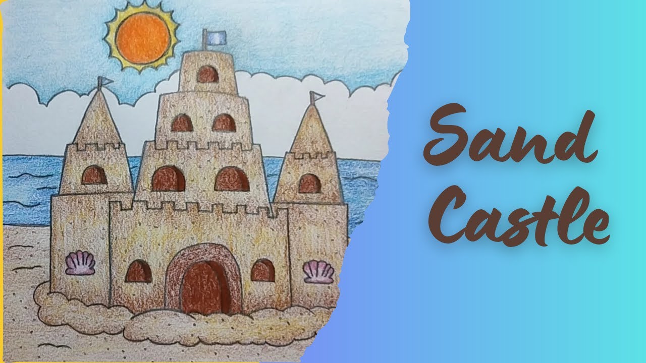 How To Draw A Sand Castle 🏰 // Pencil Drawing Tutorial // Step By Step ...