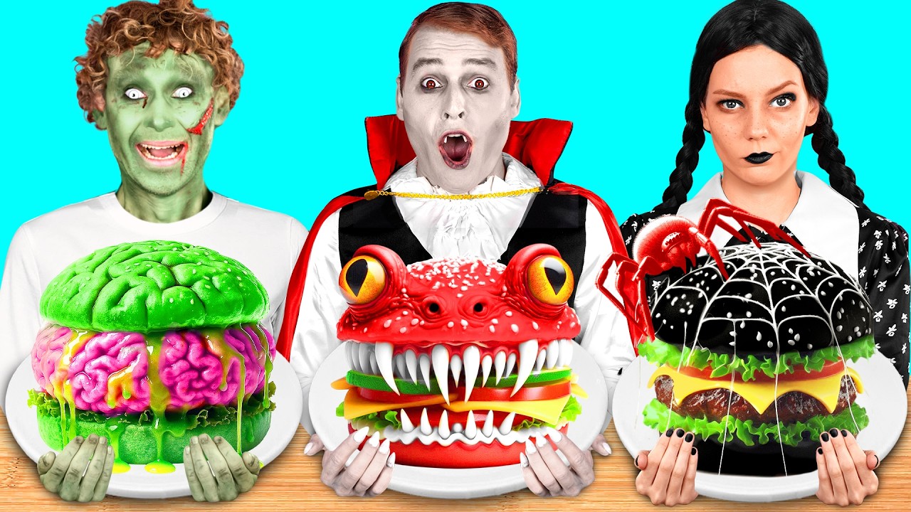 Wednesday vs Vampire vs Zombie Cooking Challenge | Kitchen Hacks and ...
