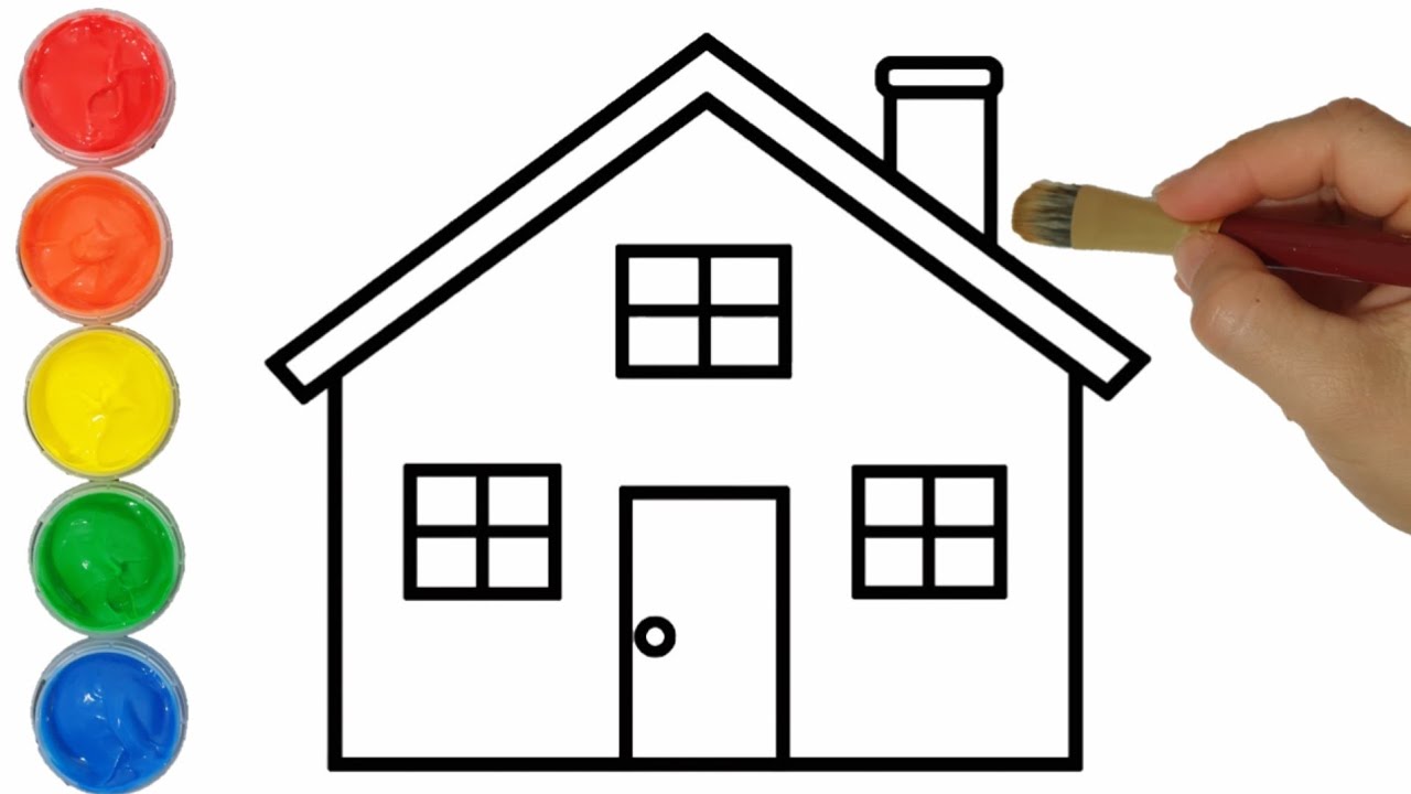 Rainbow House Drawing and Coloring for Kids, How to Draw House - YouTube