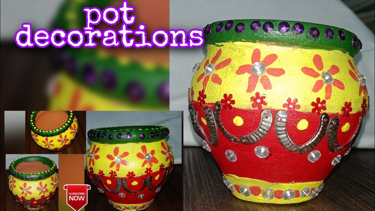 DIY pot decorations / how to decorated a pot / kalash decorations ...