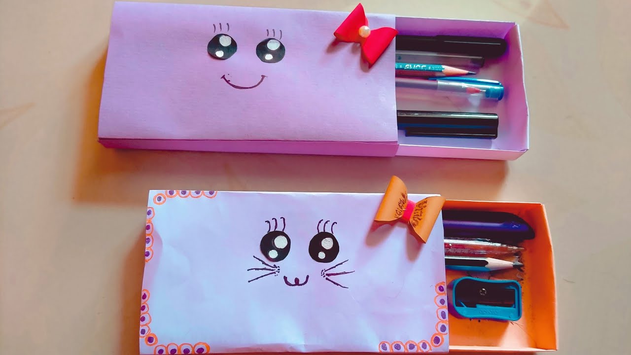 How to make easy paper pencil box// paper pen storage// - YouTube