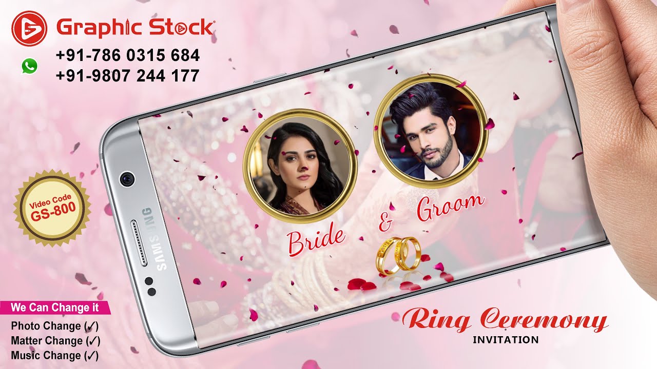 Ring Ceremony (Engagement) Invitation Video Digital WhatsApp Card (GS ...
