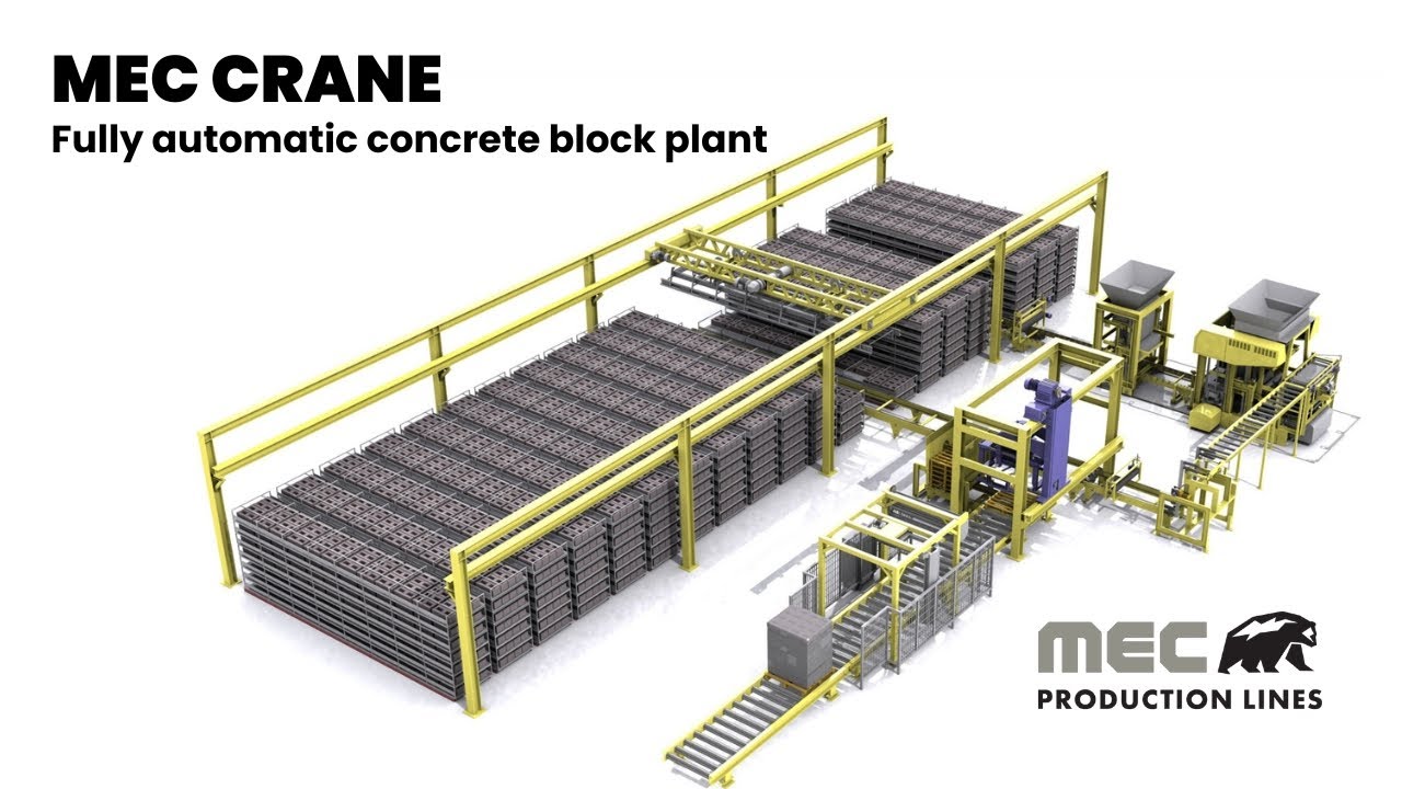 MEC CRANE Concrete Block plant | Automation & Efficiency for Concrete ...