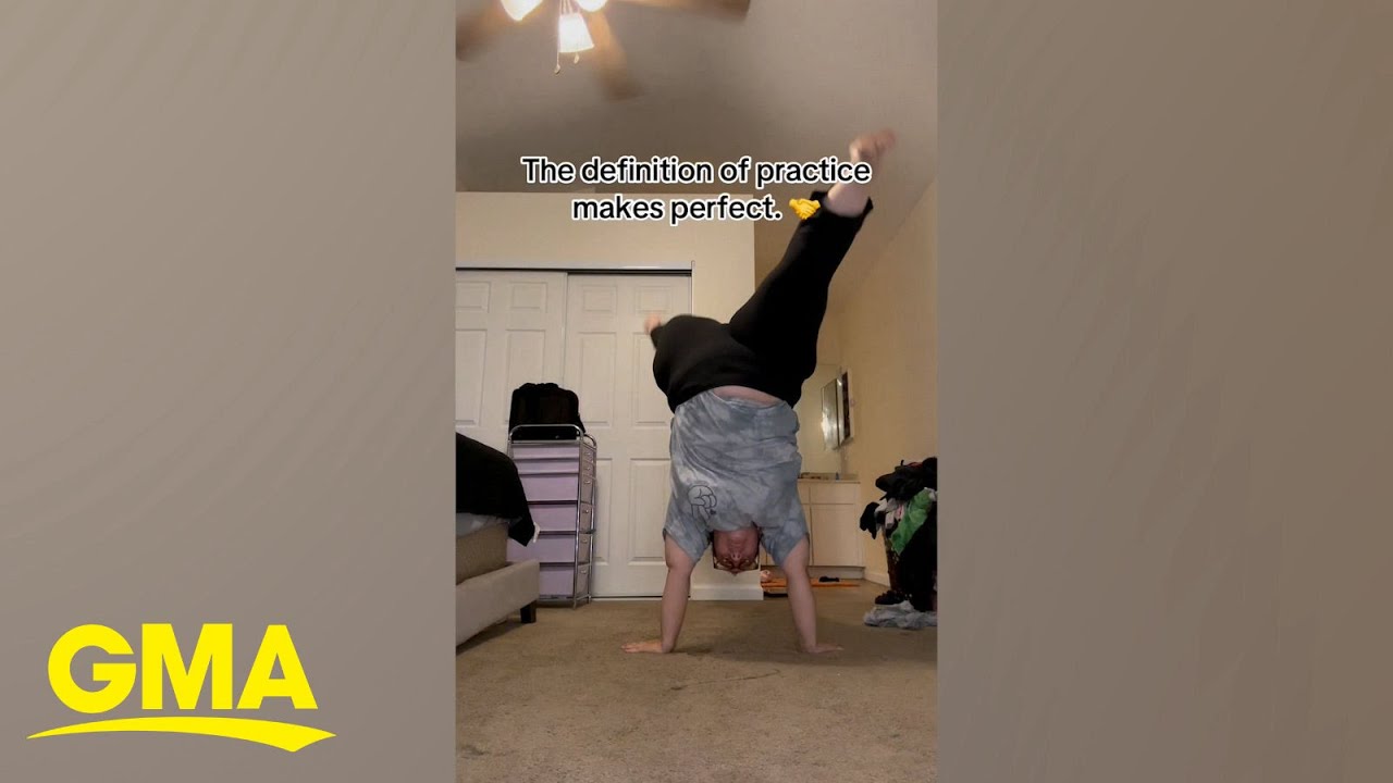 Woman goes viral for perfecting her backflip - YouTube