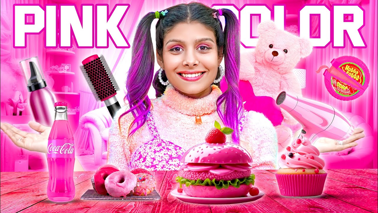 I Used Only * Pink *Color For 24 Hours 💖 | 24 hours Pink Challenge 😍 ...