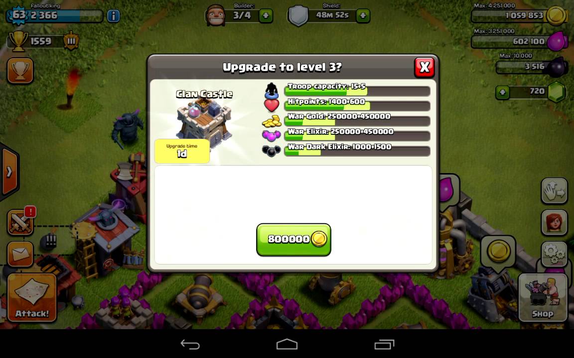 Clash Of Clans Upgrading Level 2 Clan Castle! - YouTube