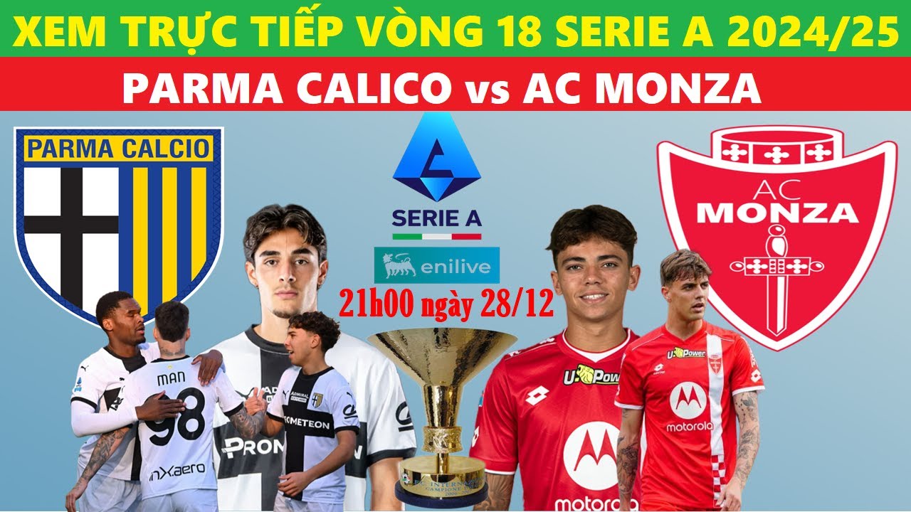 TRỰC TIẾP I PARMA vs MONZA 21H00 NGÀY 28/12 VÒNG 18 SERIE A 2024/25 ...