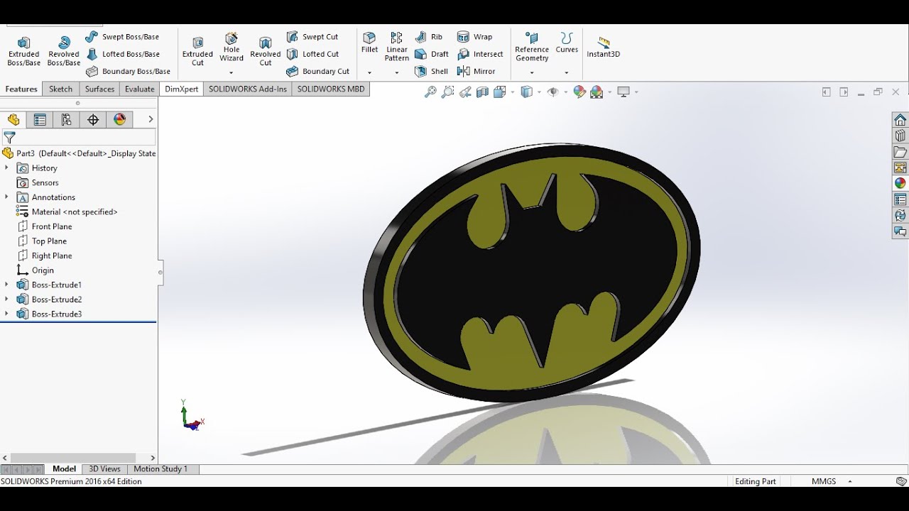 Batman Logo in Solidworks - YouTube