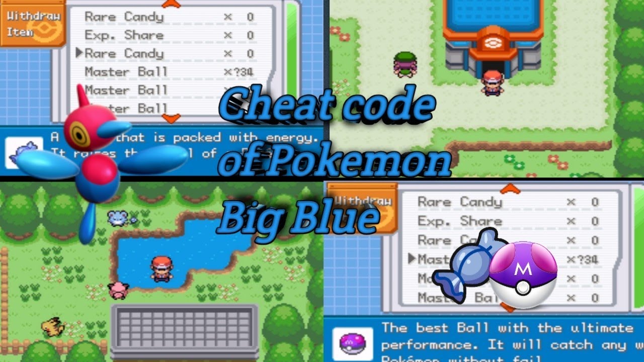 All cheat code of Pokemon Big Blue - YouTube