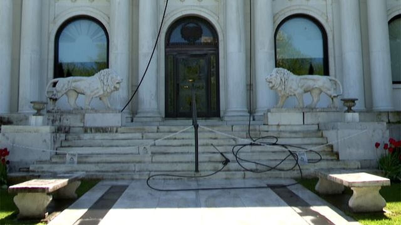 Contest underway to name iconic library lions - YouTube