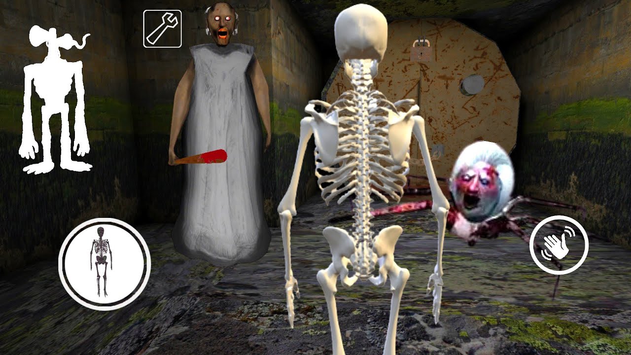 Playing as Spooky Skeleton in Granny 1.8 Spider Mom House | Sewer ...