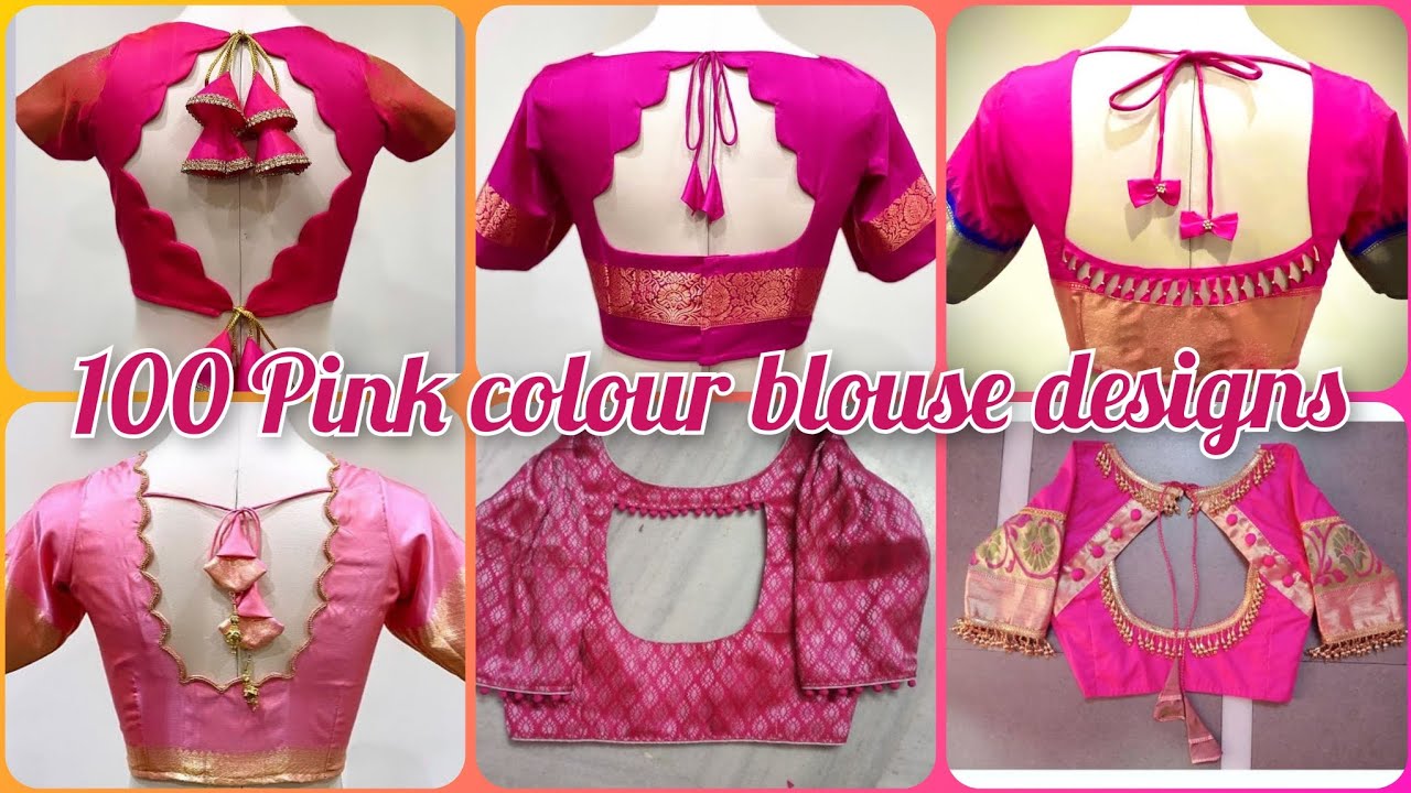💯 latest pink colour blouse designs #fashion # blouse back neck designs ...