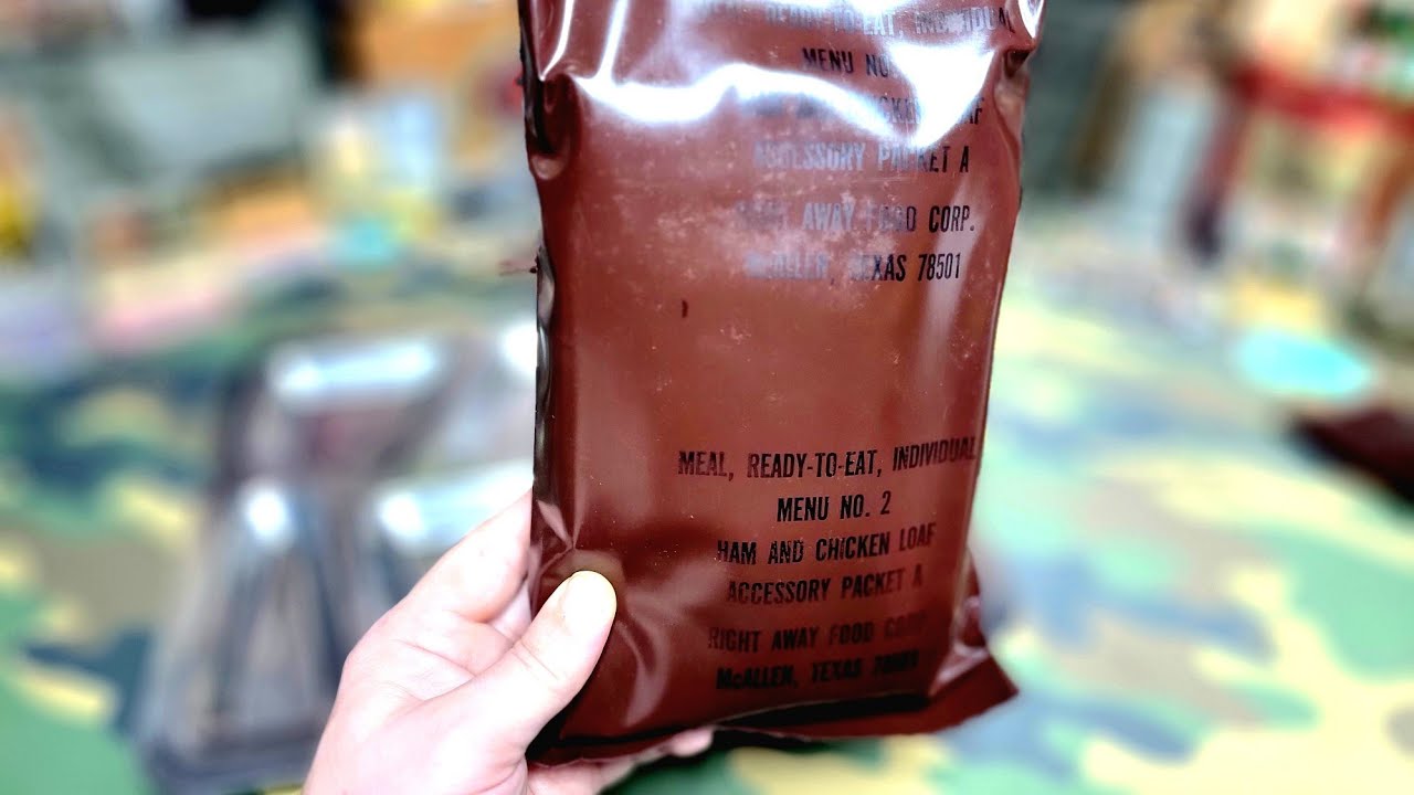1982 MRE - Menu 2 - Ham and chicken loaf - YouTube