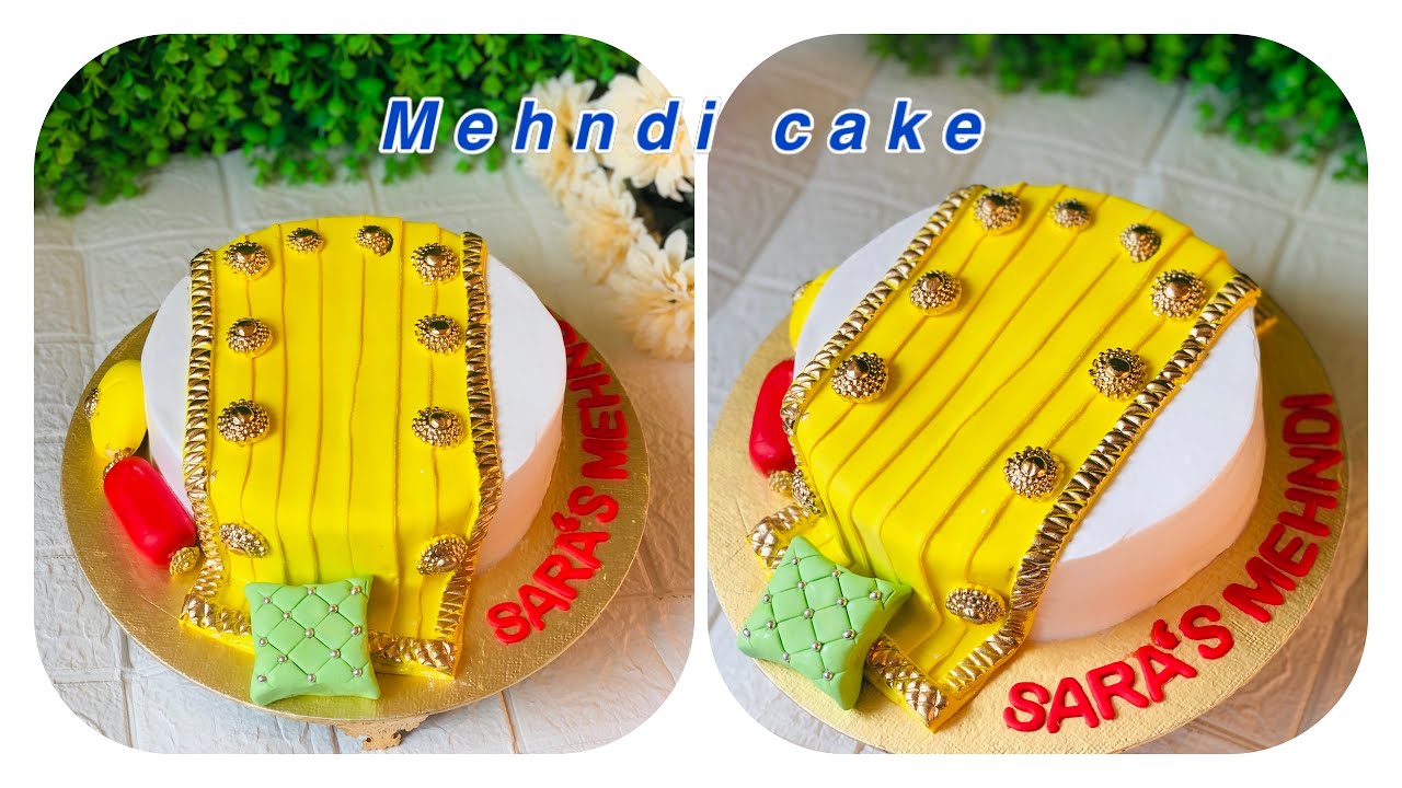 How To Decorate a Mehndi Cake | Mehndi Theme Cake - YouTube