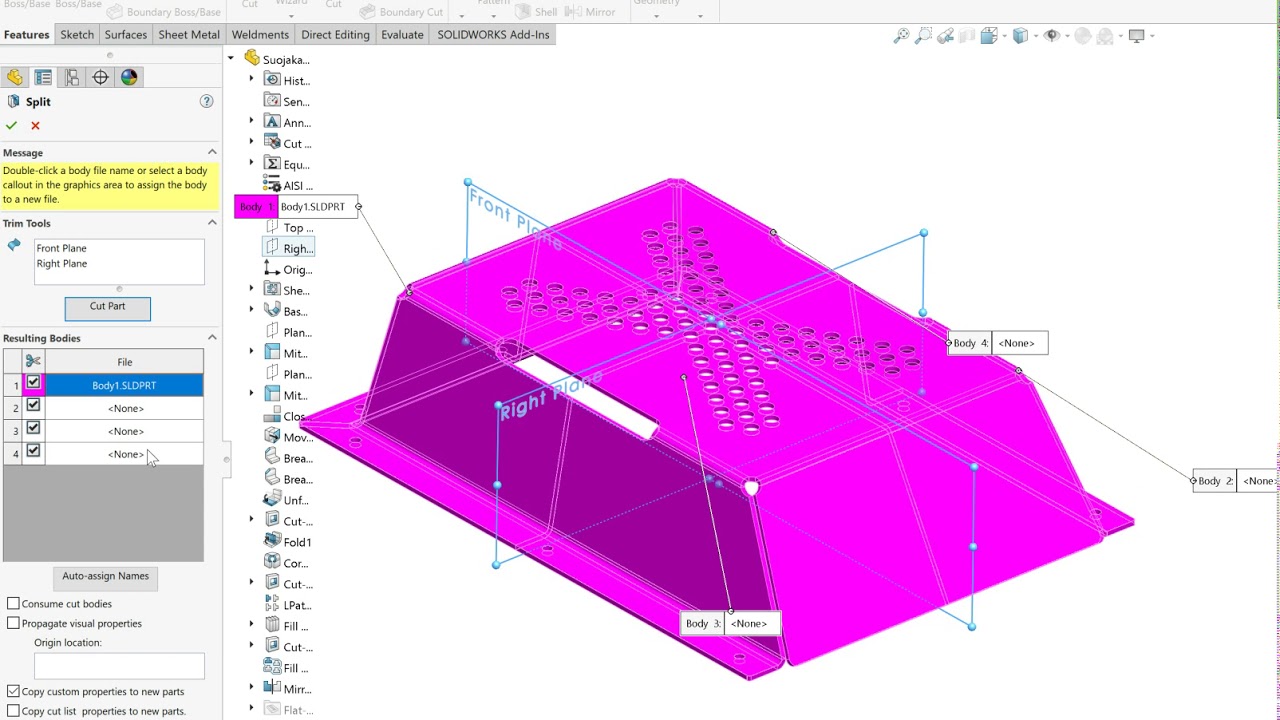 Sheet Metal Part Split 4 - YouTube