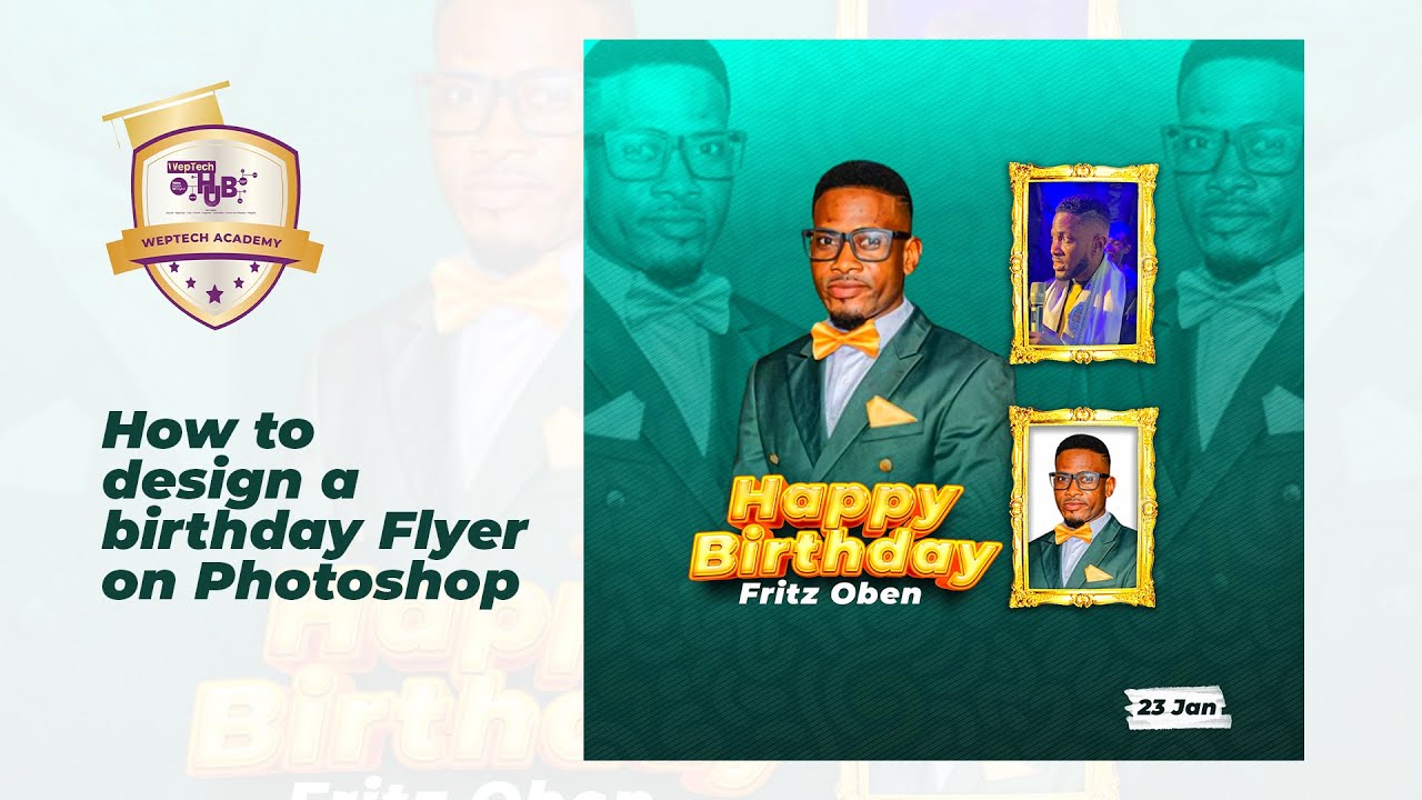 How to Design a birthday Design Using Photoshop - YouTube