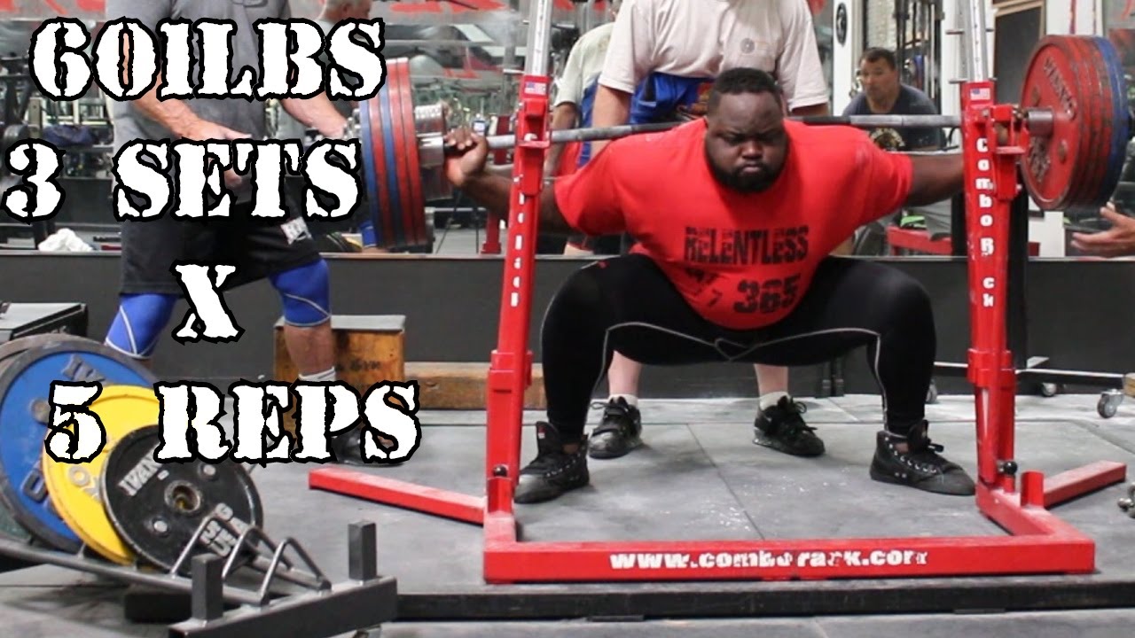 BEAST: Raw Squat Training 3 sets by 5 reps 601lbs (60%) - YouTube