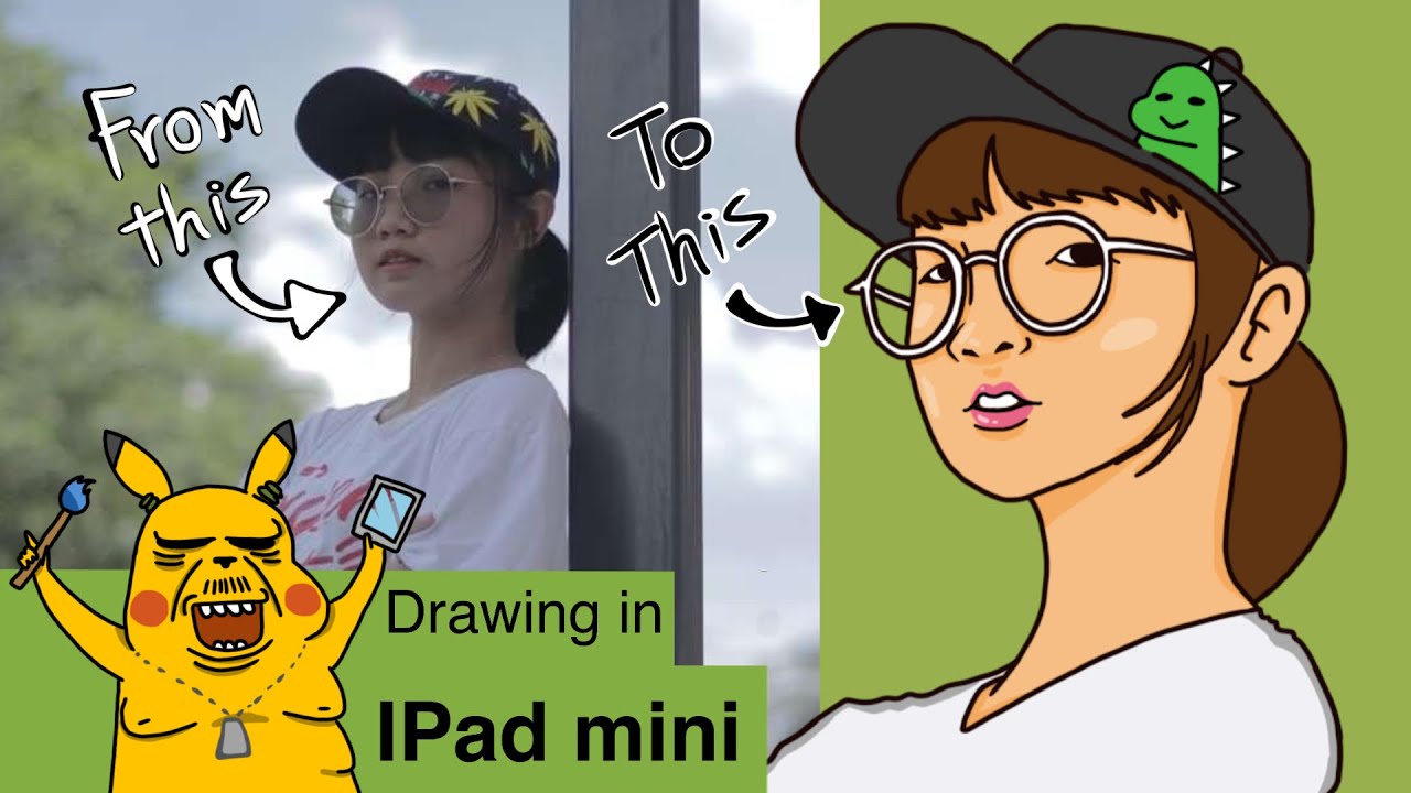 Drawing person into parody cartoon in ipad mini with fast speed ep.8 ...