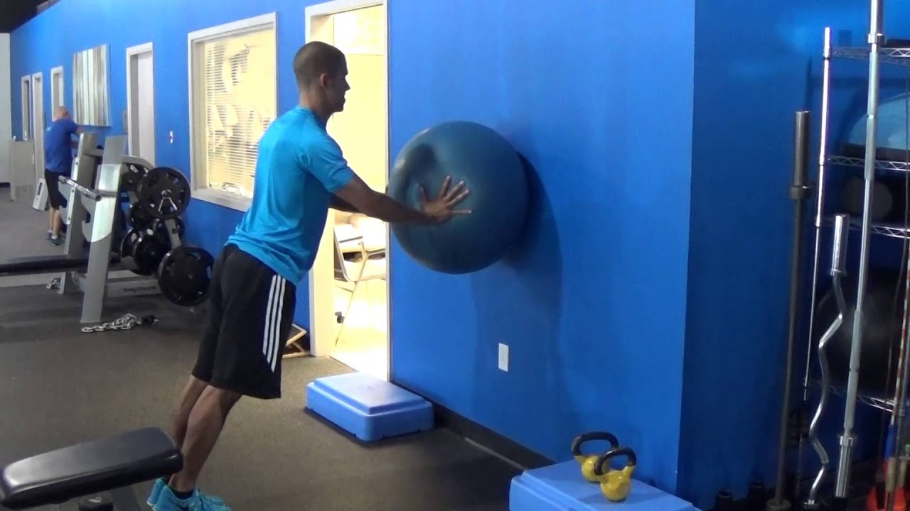 Stability Ball Wall Push Ups - YouTube