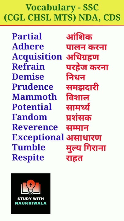 top 10 most important vocabulary for SSC CHSL 2023 SSC MTS exam 2023 | vocab for ssc CHSL & ssc ...