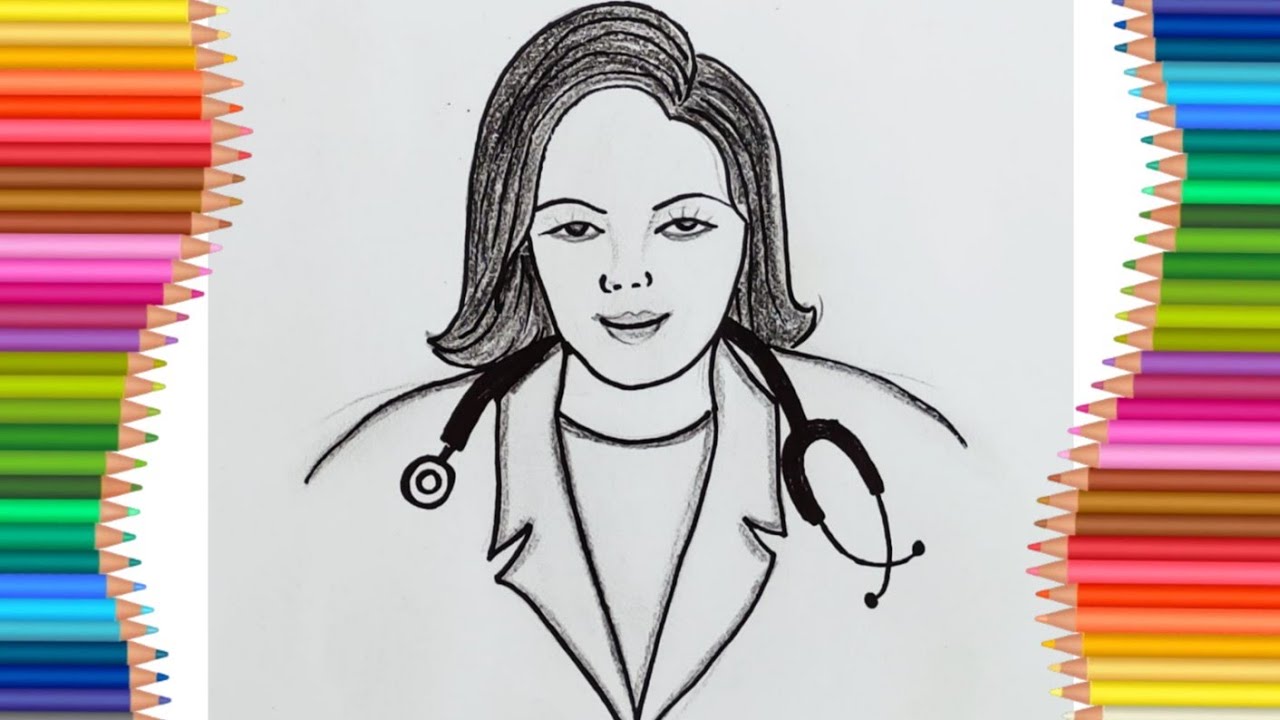 How To Draw Lady Doctor | Lady Doctor Pencil Sketch | Girl Doctor ...