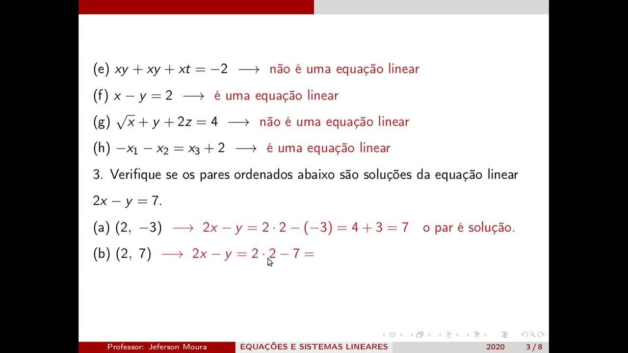 Exercícios Resolvidos - Equações lineares - YouTube