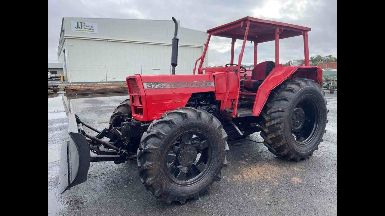 Massey Ferguson 373-4S Tractor with Front Blade - YouTube