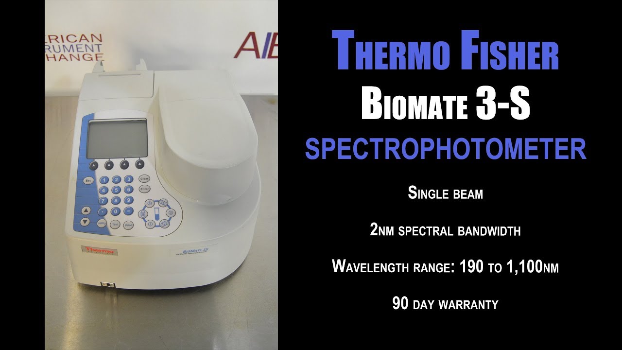 Thermo Fisher Biomate 3-S Spectrophotometer (4977P SPEC) - YouTube