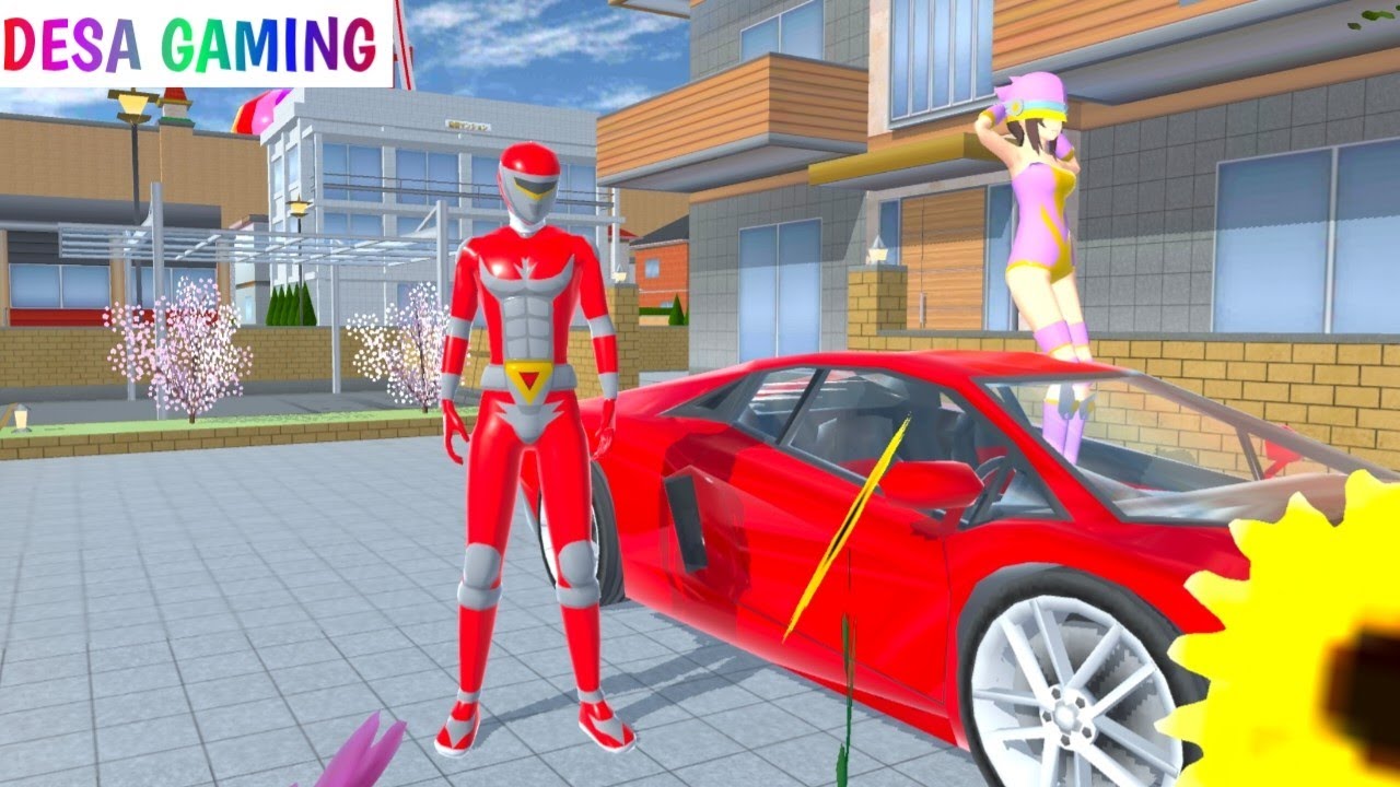 MOBIL BARU POWER RANGERS MERAH - SAKURA SCHOOL SIMULATOR - YouTube