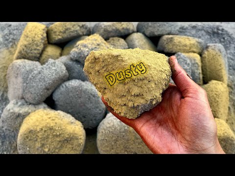 ASMR | New 😎Sand cement Stone crush Bowls coated with yellow Dust | Dry Floor crumbling 