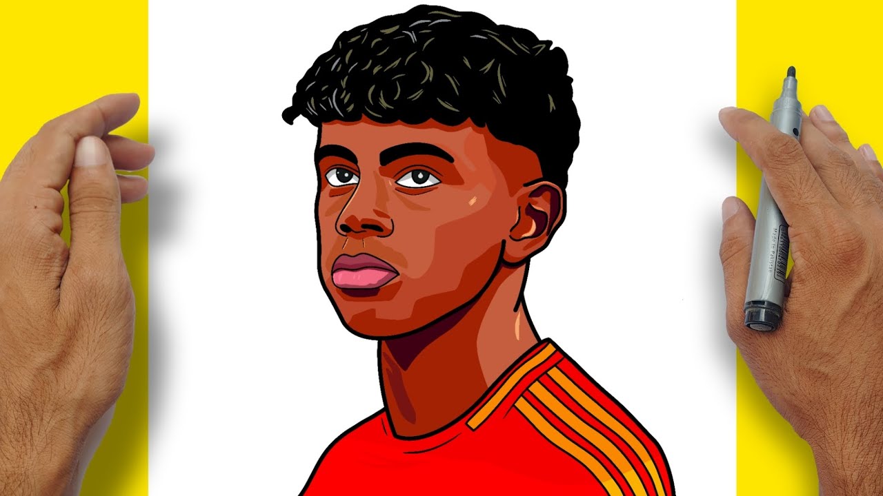 How to Draw LAMINE YAMAL Easy Step-by-step | Footballers Drawing ...