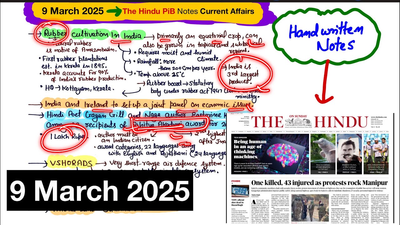 9 March 2025 | The Hindu Handwritten Notes For UPSC Prelims 2025|9 ...
