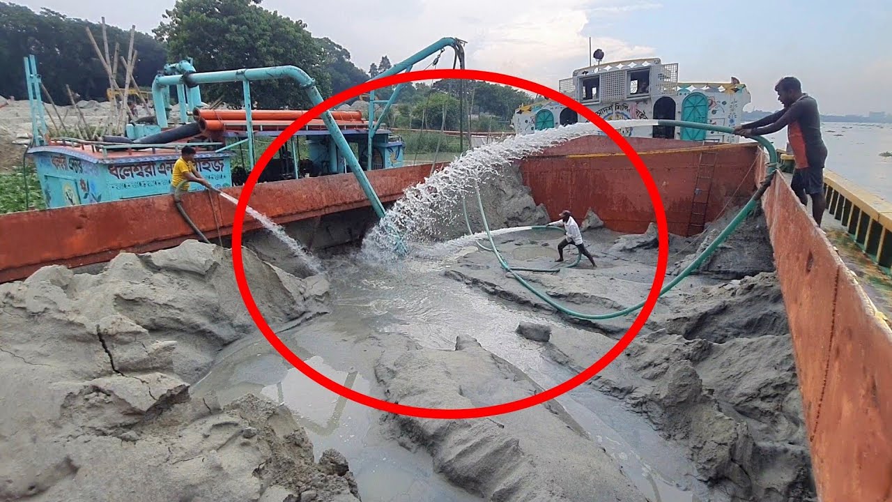 Unloading sand form ship barge unloading video sand unloading video ...