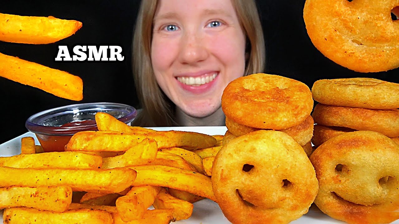 ASMR SMILEY FRIES MUKBANG (No Talking) EATING SOUNDS - YouTube