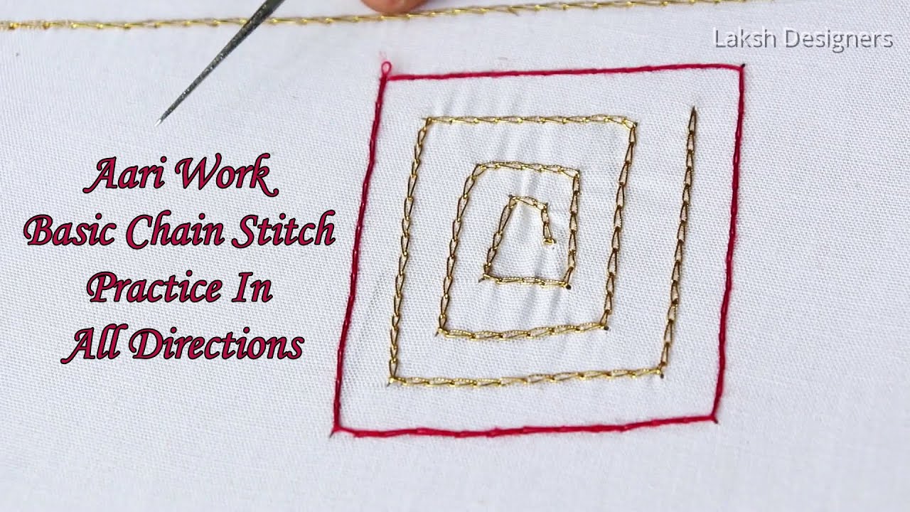 aari work basic chain stitch in all directions practice | basic aari ...