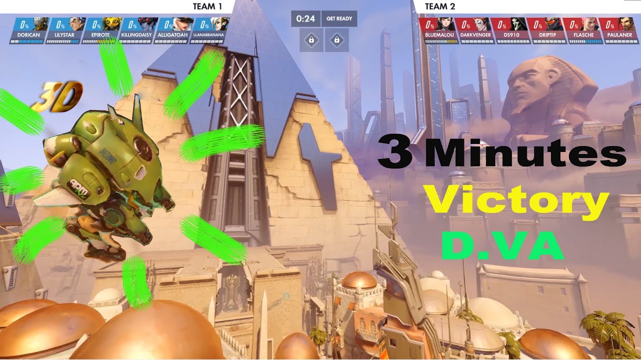 Overwatch:3D video 3 Minutes Victory by ATTACK as D VA + Victory Defend ...