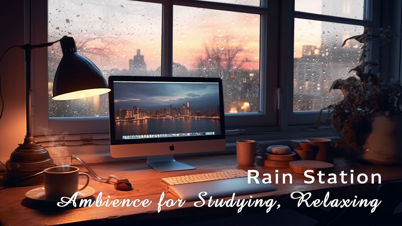Rooftop Study Room with Rain Sounds - Ambience for Studying, Relaxing ...