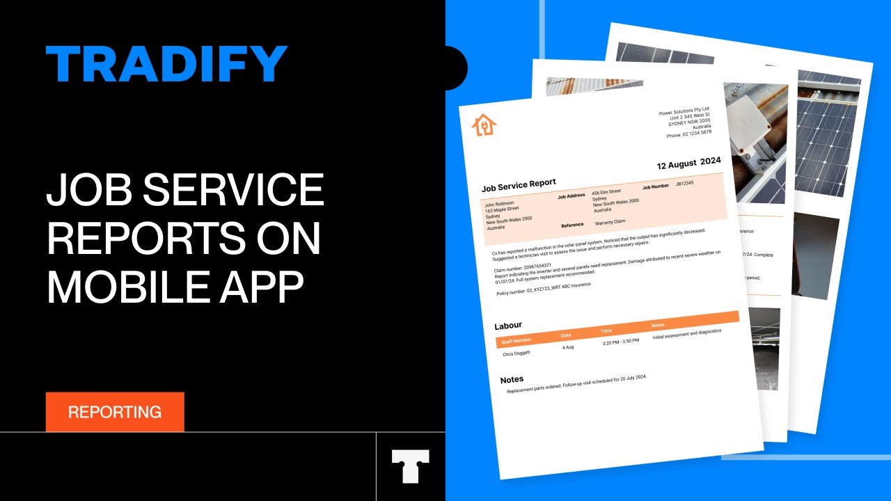 Job Service Reports on Tradify's Mobile App - YouTube