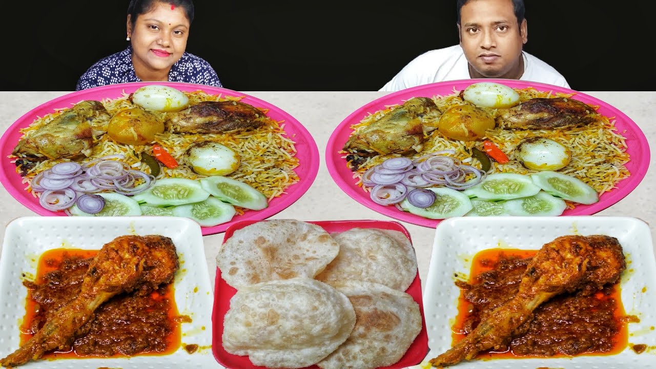 SPICY CHICKEN CHAAP CHICKEN EGG BIRYANI EATING CHALLENGE // food family ...