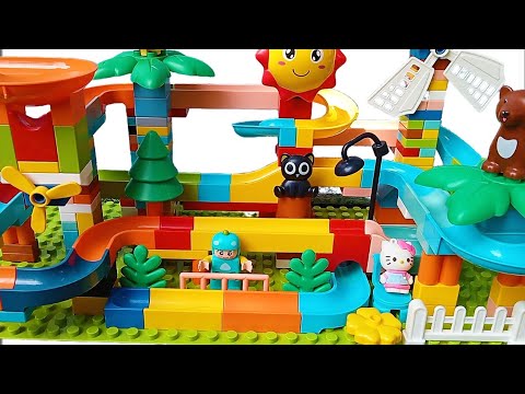 Satisfying building blocks marble run ☆ Build a marble track with lego ...