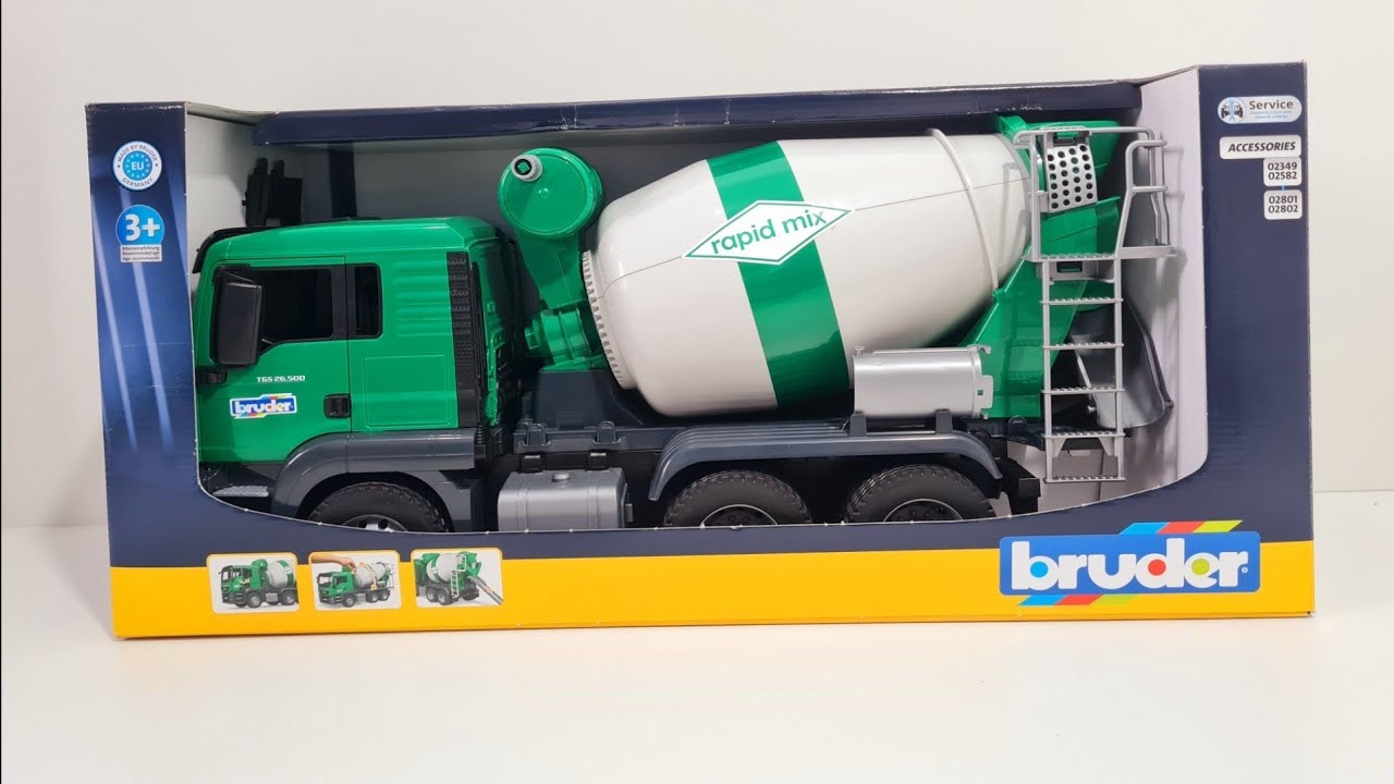 BRUDER TOYS | UNBOXING MIXER TRUCK BRUDER 03710 MAN TGS, CONCRETE MIXER ...