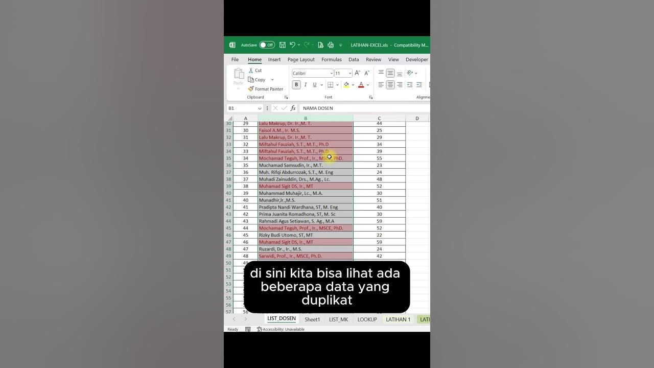 Cara cepat hapus data duplikat di MS.Excel #excel #word #tutorial #microsoft - YouTube