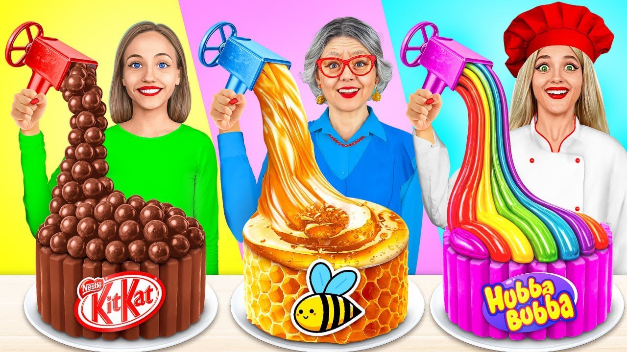 Me vs Grandma Cooking Challenge | Cake Decorating Challenge Situations by MEGA GAME - YouTube
