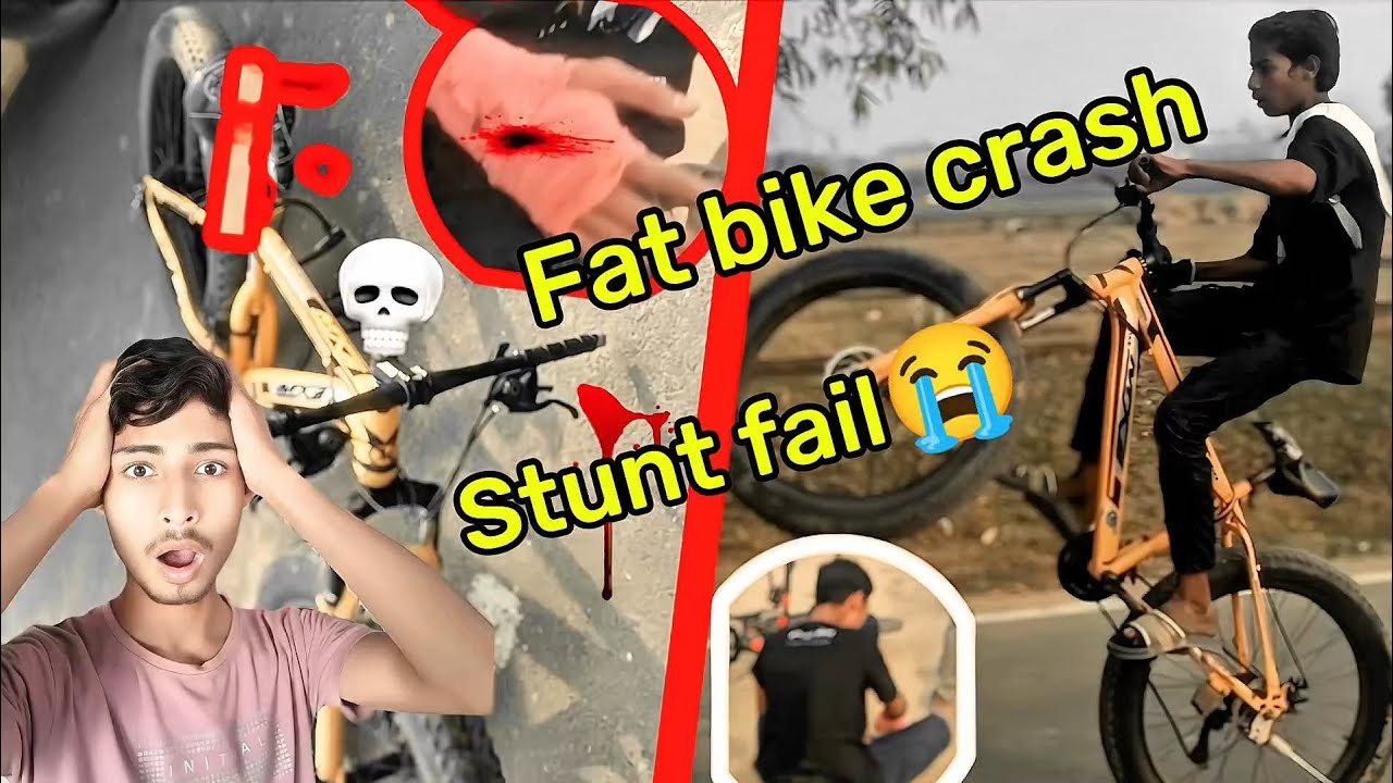 Fat bike crash ⚠️ stunt fail 😭 video end Tak dekhiae like kar do please ...