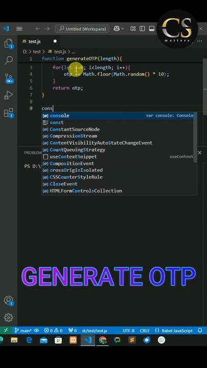 Javascript viral tutorials | Generate OTP | Javascript Tricks | #javascript #javascriptengineer ...