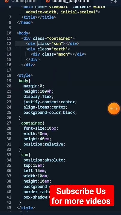 How To Make A Solar System By Html And Css Css Coding Htmlcss Youtube