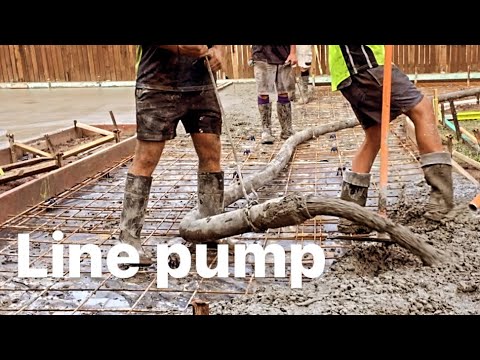 Using a Line pump to do a concrete driveway - YouTube