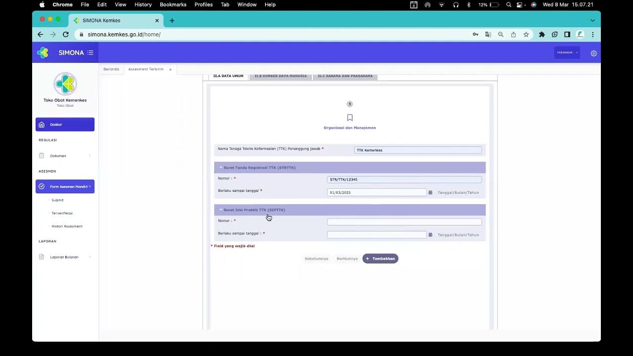 Tutorial Registasi, Pelaporan Bulanan, dan Self Assesment SIMONA Toko Obat - YouTube