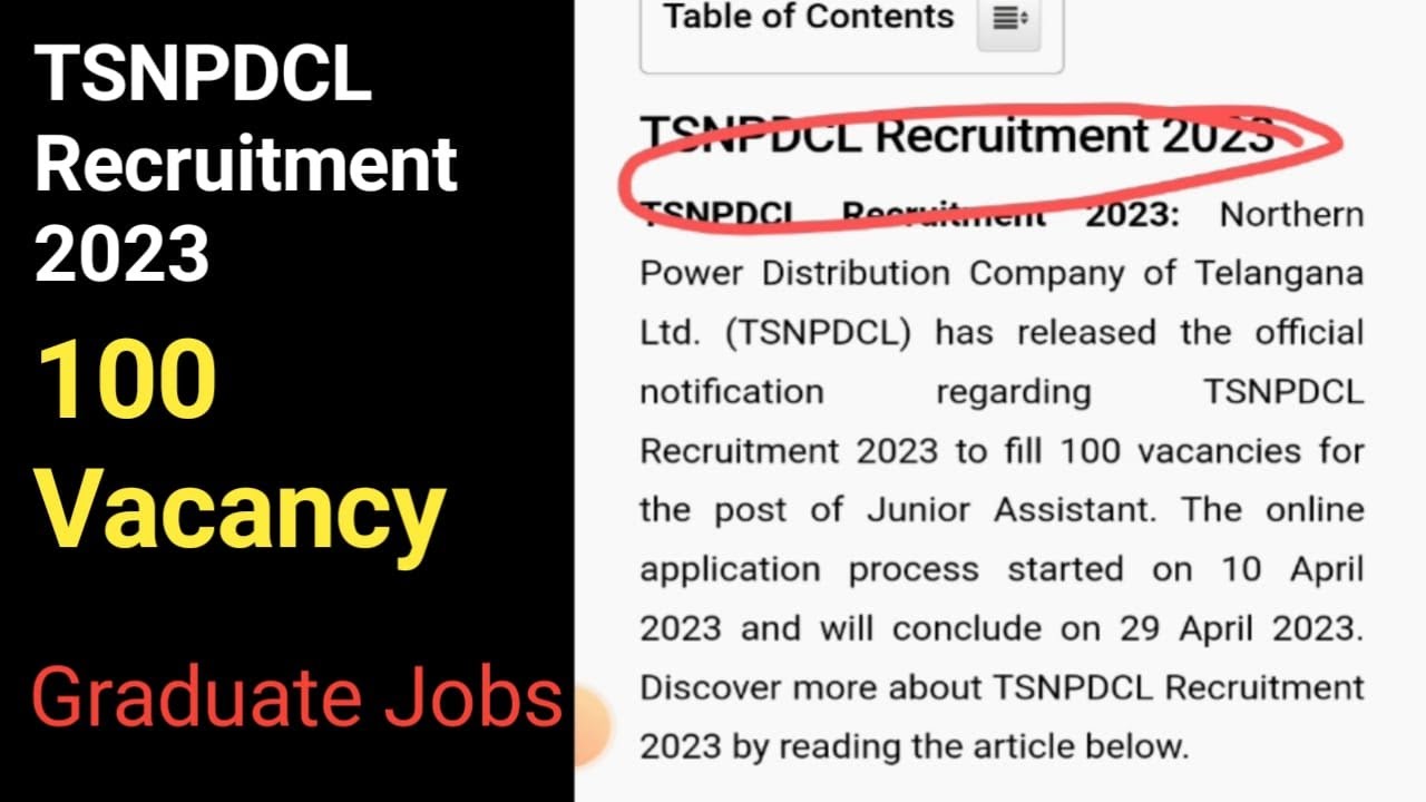 TSNPDCL, tsnpdcl junior assistant 2023, tsnpdcl recruitment 2023 ...