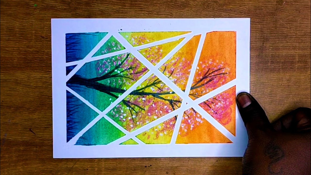 amazing oil pastels drawing easy and simple, natural art' rainbow ...